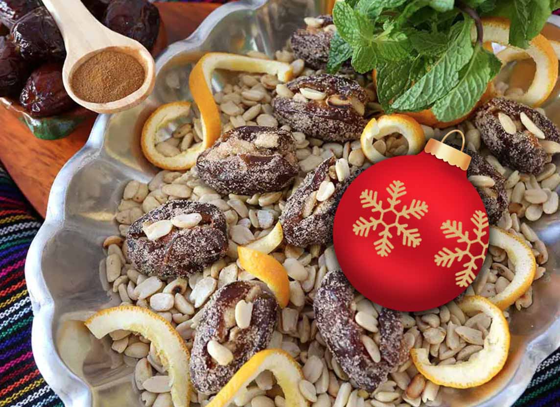 Dátiles navideños rellenos de cacahuates – Chefs Jaime y Ramiro